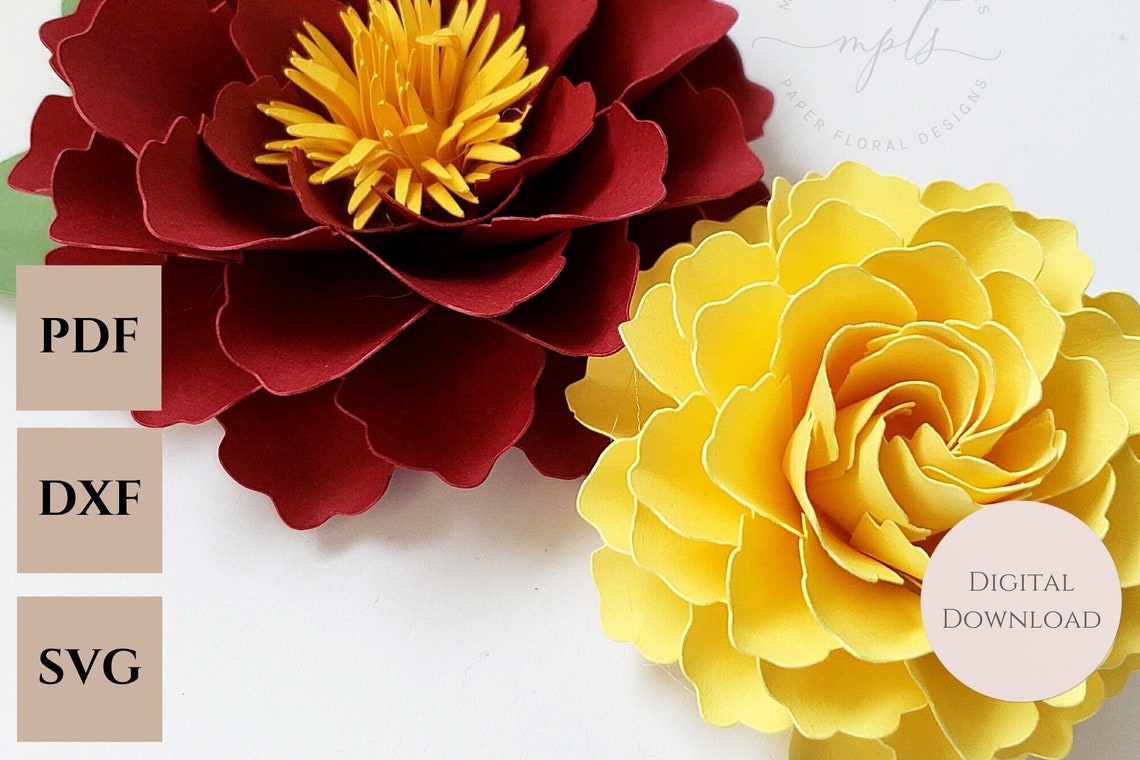 Easy Paper Flower Tutorial Paper Flower Templates - Etsy