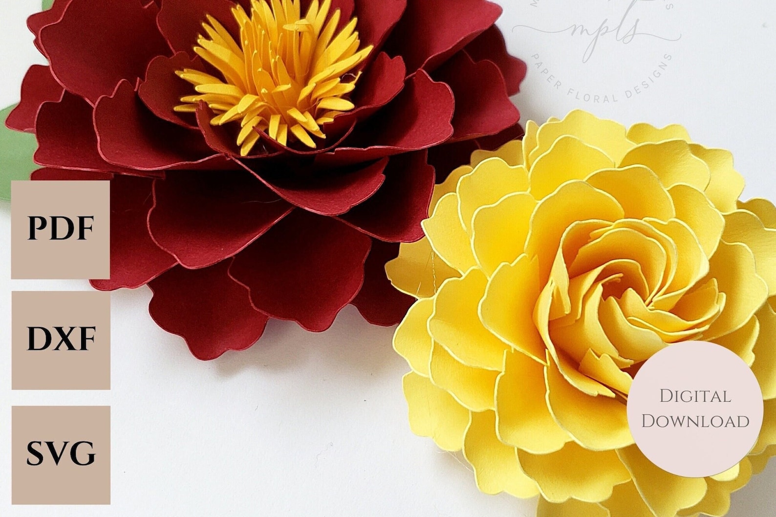 Easy Paper Flower Tutorial Paper Flower Templates - Etsy