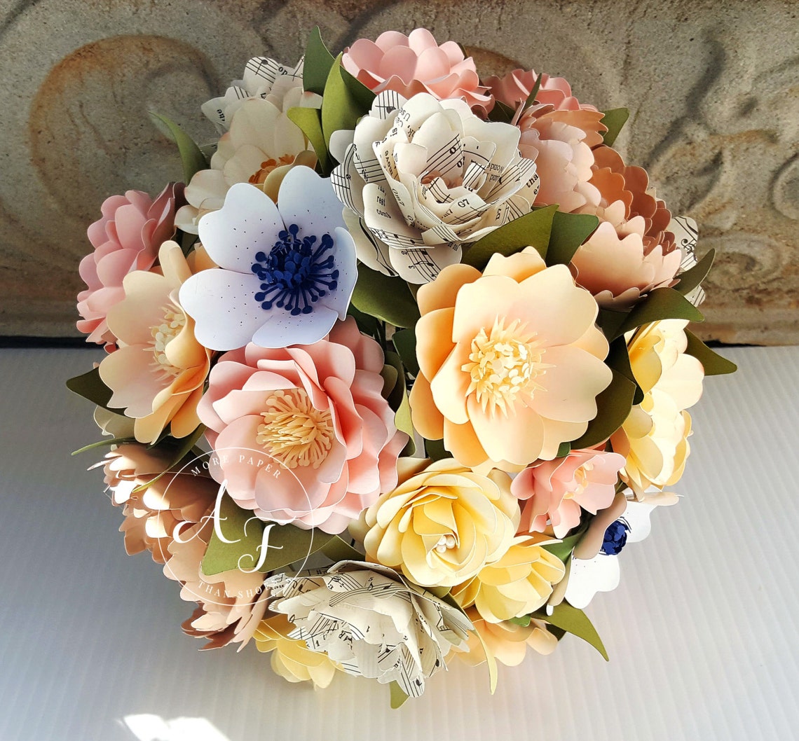 Paper Bouquet Paper Flower Bouquet Wedding Bouquet Music - Etsy