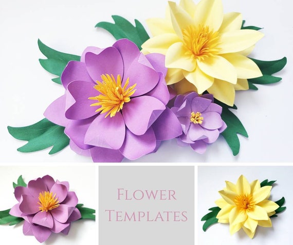 Paper Flower Templates - Paper Flower Tutorial - Spring Flower Set - 3D ...
