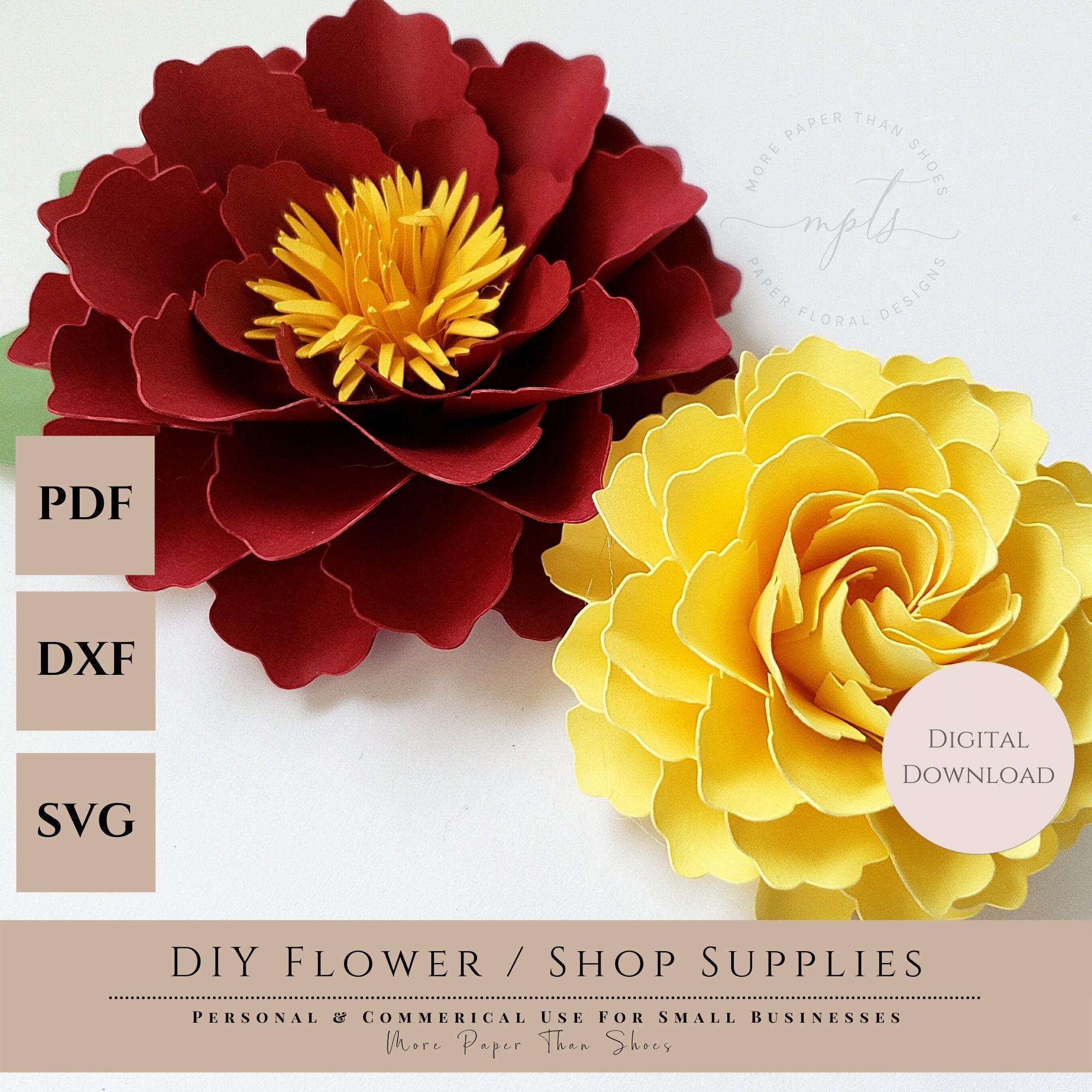 Easy Paper Flower Tutorial Paper Flower Templates - Etsy