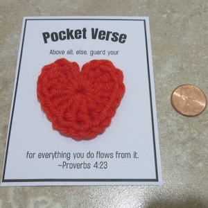 Pocket Verses, Bible Verses, Crochet Heart, Religious Pocket Verse ...