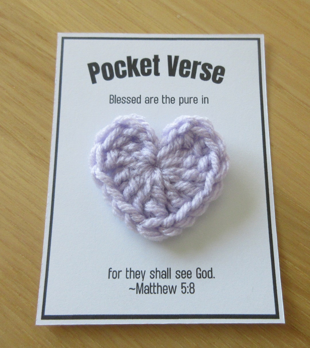 Matthew 5:8, Pocket Verse, Bibal Verse, Uplifting Gift, Crocheted Heart ...