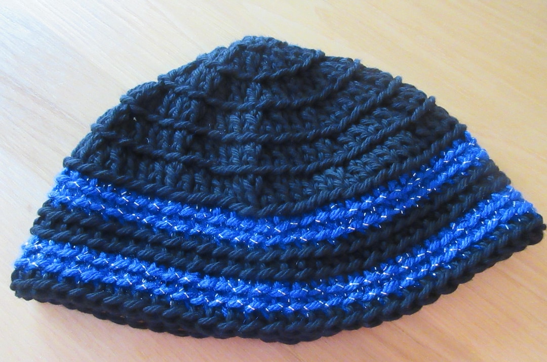 Crocheted Cotton Kippah: Extra Large Jewish Head Covering With Metallic ...