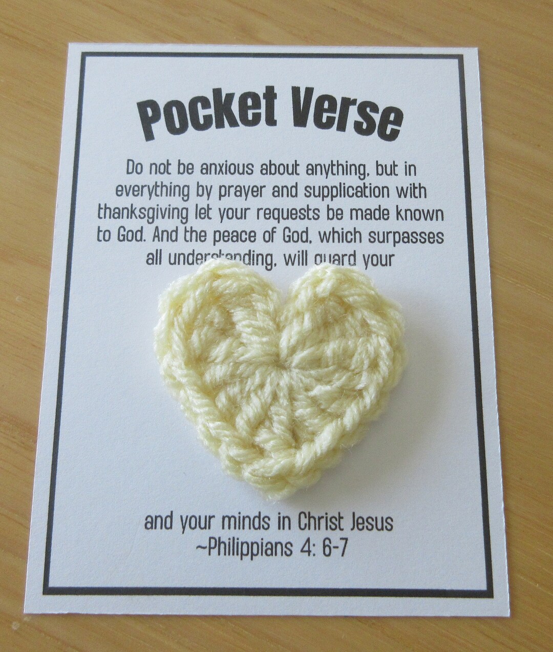 Bible Verse, Pocket Verse, Crochet Heart, Religious Pocket Verse ...