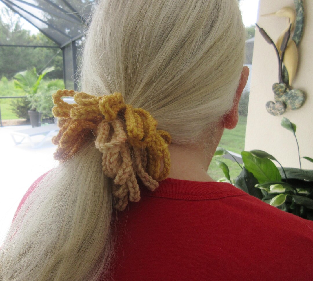 Crocheted Scrunchie Ponytail Holder Cinnamon Scrunchie Funky Hair ...