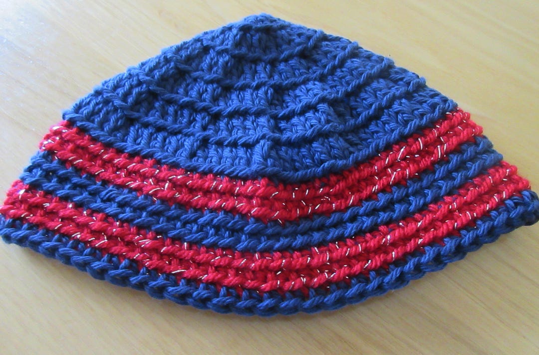 Crocheted Cotton Kippah: Extra Large Jewish Head Covering With Metallic ...