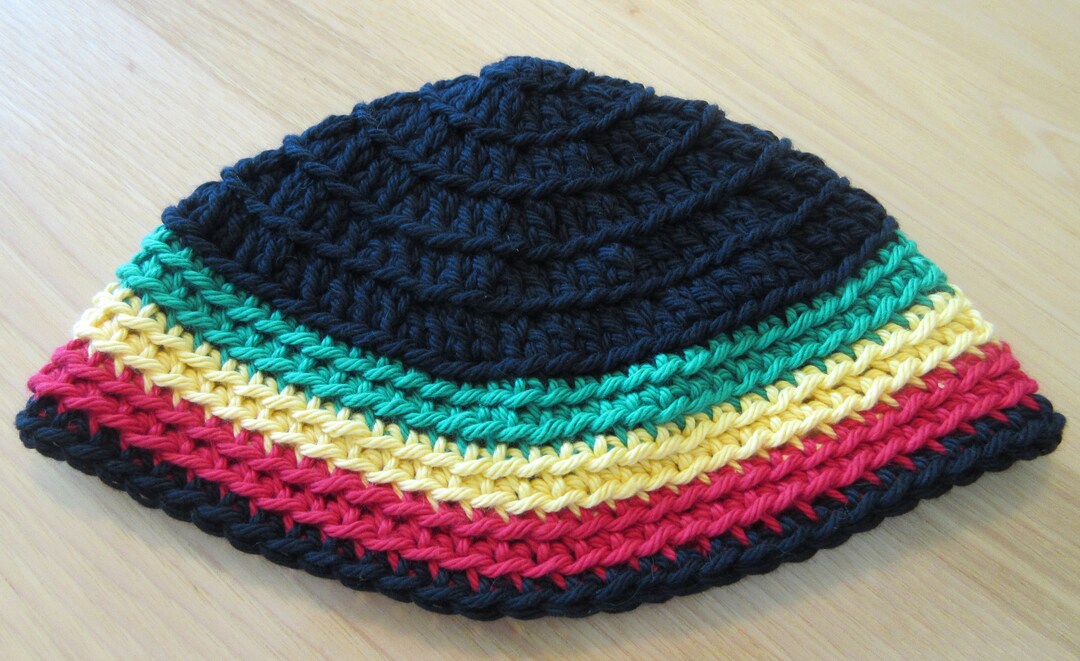 Rasta Crocheted Kippah: Extra Large Cotton Jewish Head Covering - Etsy
