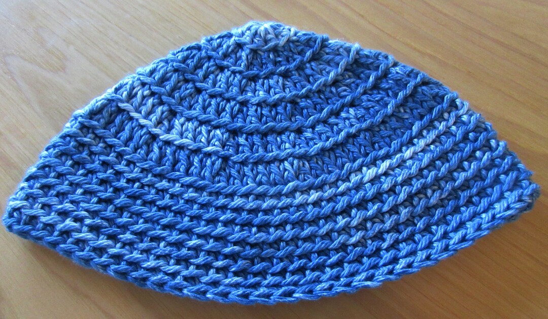 Extra Large Denim Blue Crochet Kippah: Cotton Jewish Head Covering - Etsy