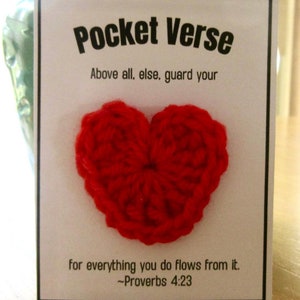 Pocket Verses, Bible Verses, Crochet Heart, Religious Pocket Verse ...