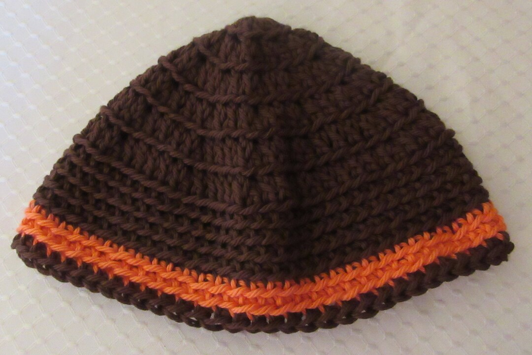 Extra Large Crochet Cotton Kippah: Brown & Mango Yarmulke - Etsy