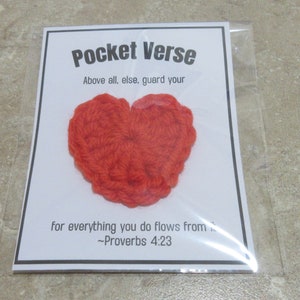 Pocket Verses, Bible Verses, Crochet Heart, Religious Pocket Verse ...