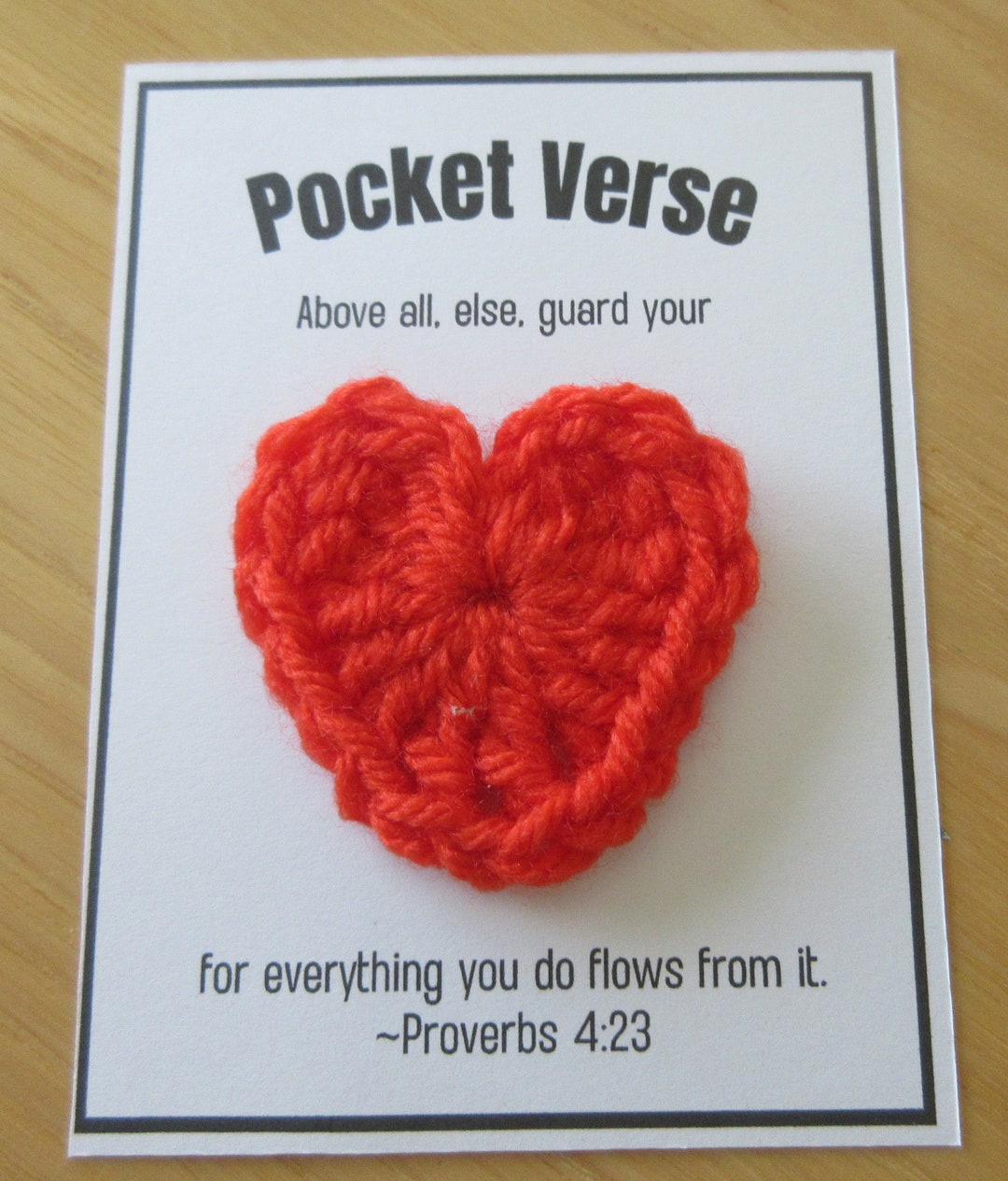 Pocket Verses, Bible Verses, Crochet Heart, Religious Pocket Verse ...