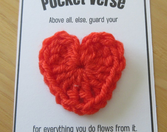 Pocket Verses, Bible Verses, Crochet Heart, Religious Pocket Verse ...