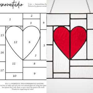 Stained Glass Pattern , Valentine’s Day Vitrail Template , Love Heart ...