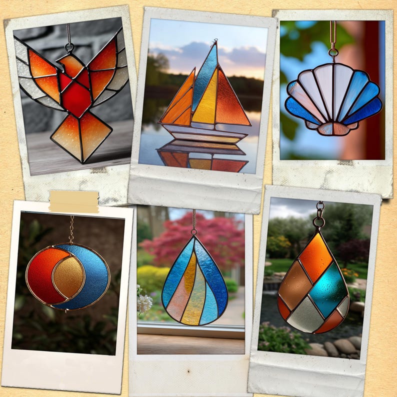 4 Seasons Stained Glass Pattern Set: Abstract Suncatcher Designs - Etsy