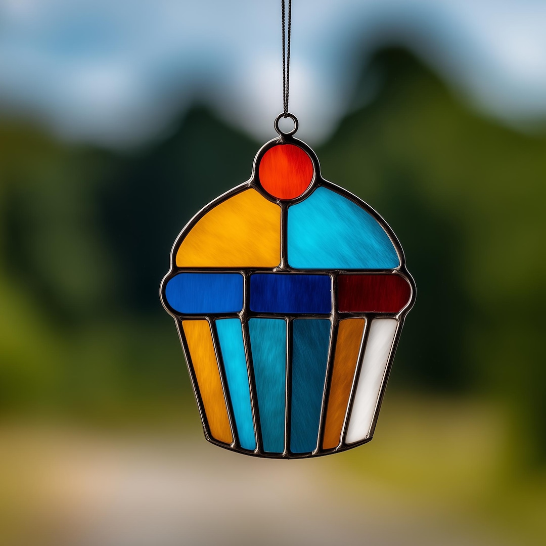 Cupcake Stained Glass Pattern PDF – Sweet Dessert Suncatcher Template ...