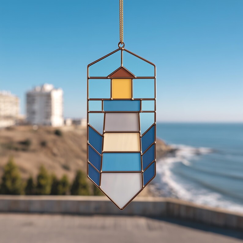 Lighthouse Stained Glass Pattern – Coastal DIY Suncatcher Design ...