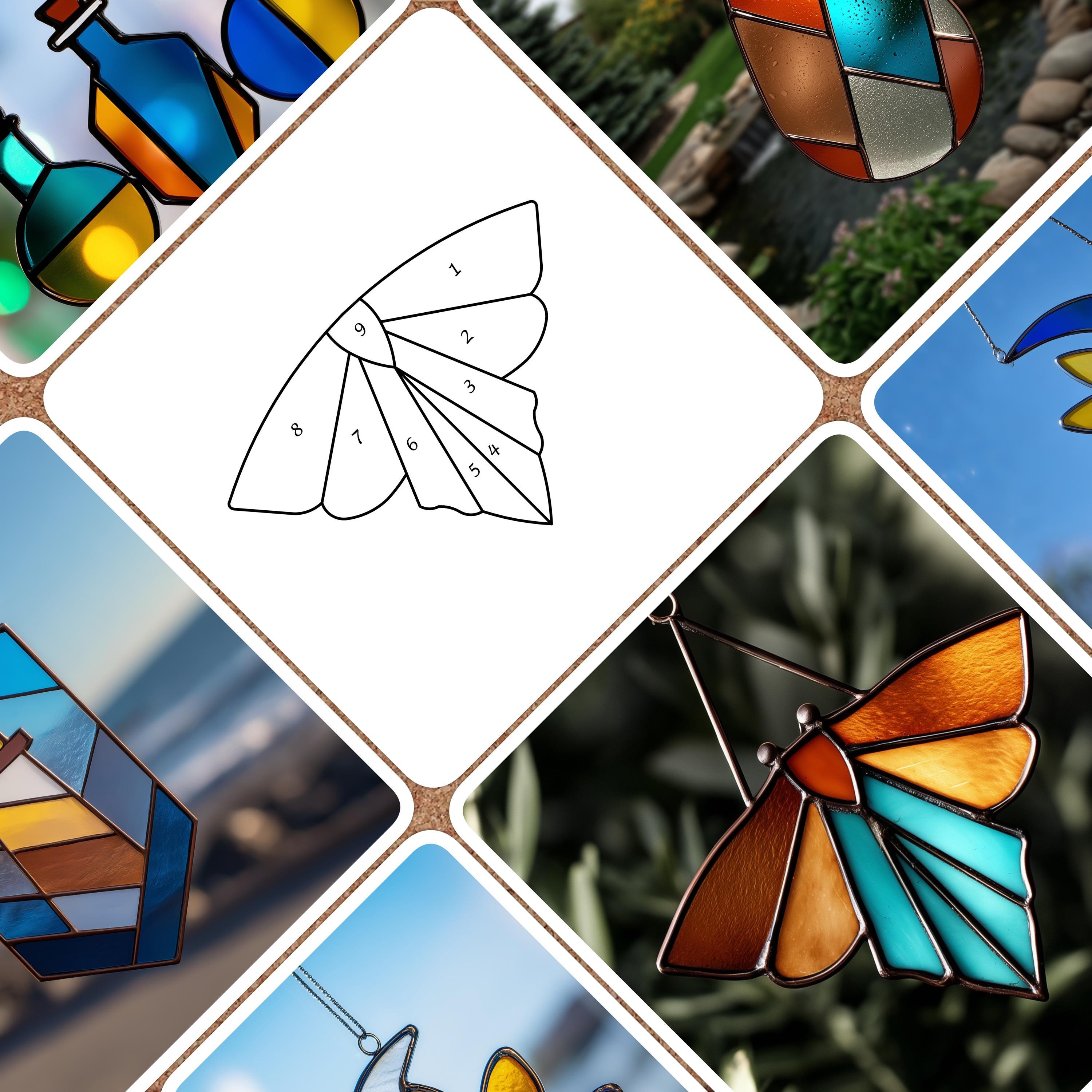Moth Stained Glass Pattern: Insect Suncatcher DIY Template (PDF-PNG ...