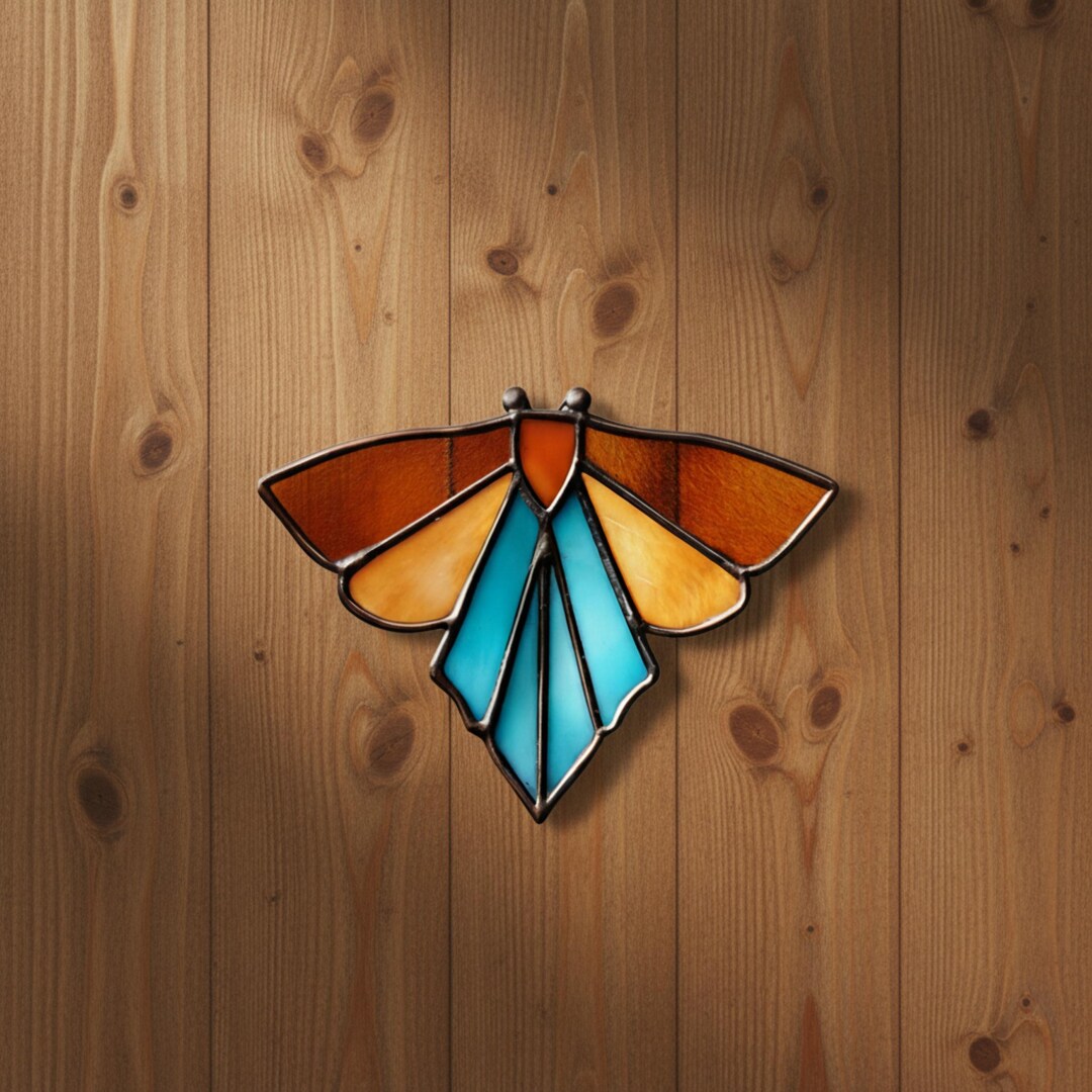 Moth Stained Glass Pattern: Insect Suncatcher Diy Template (PDF-PNG ...