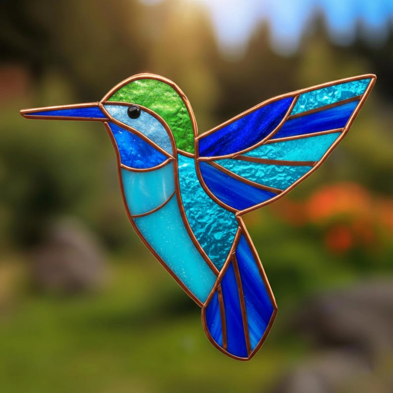 Hummingbird Stained Glass Pattern: Beginner Suncatcher Template (PDF ...