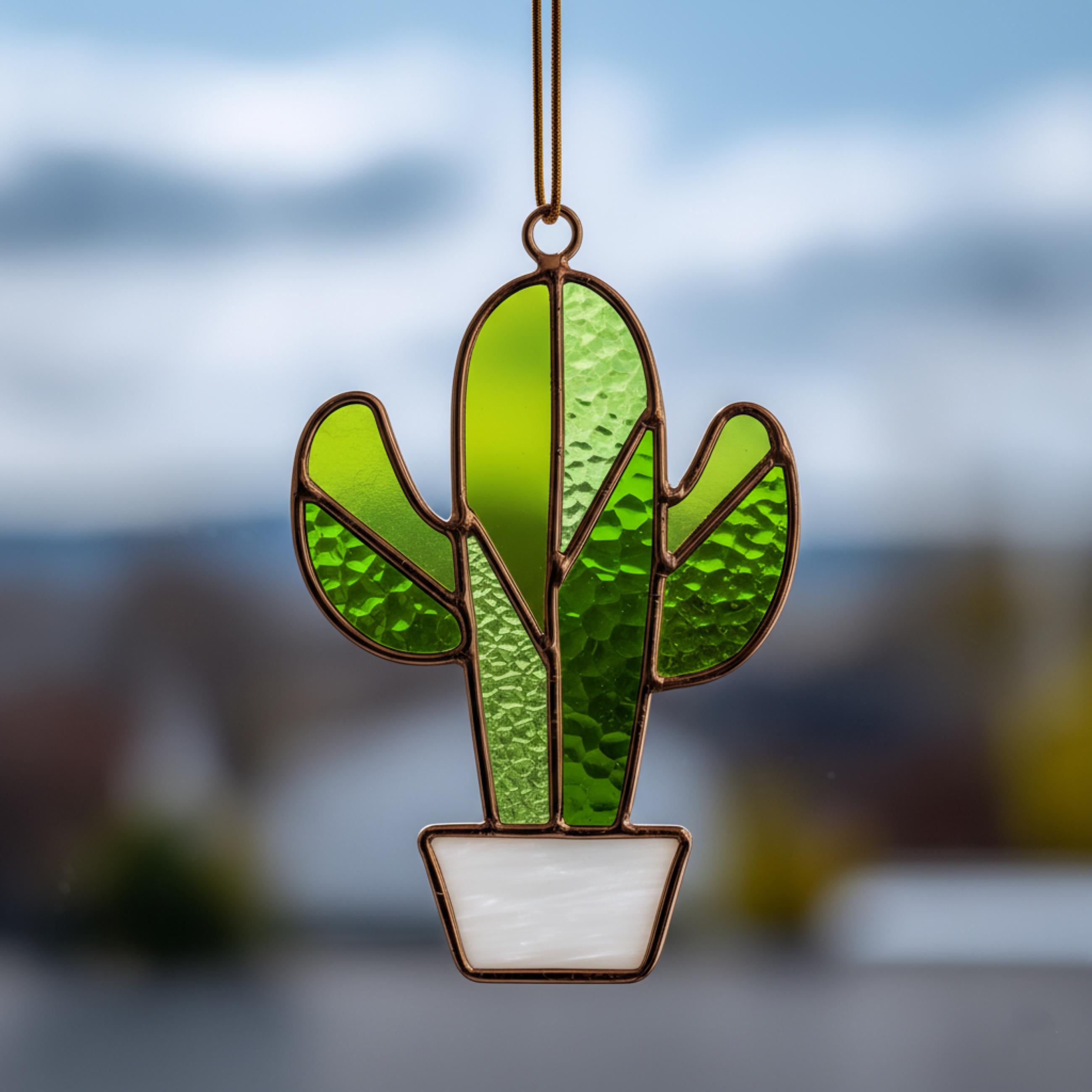 Cactus Suncatcher Stained Glass Pattern: Whimsical Desert Art ( PDF PNG ...