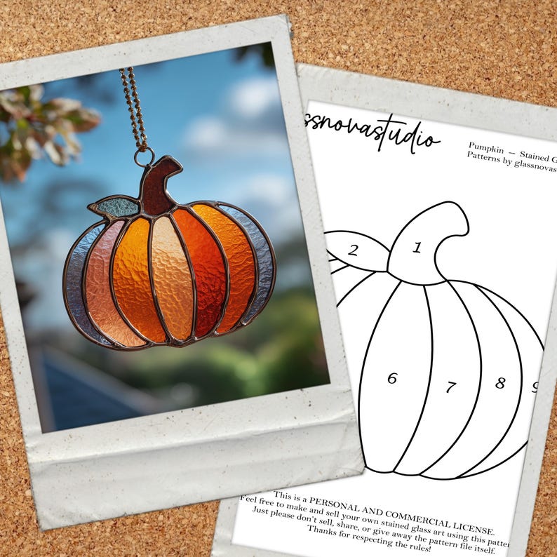 Pumpkin Stained Glass Pattern, Halloween Glass DIY Template - Etsy