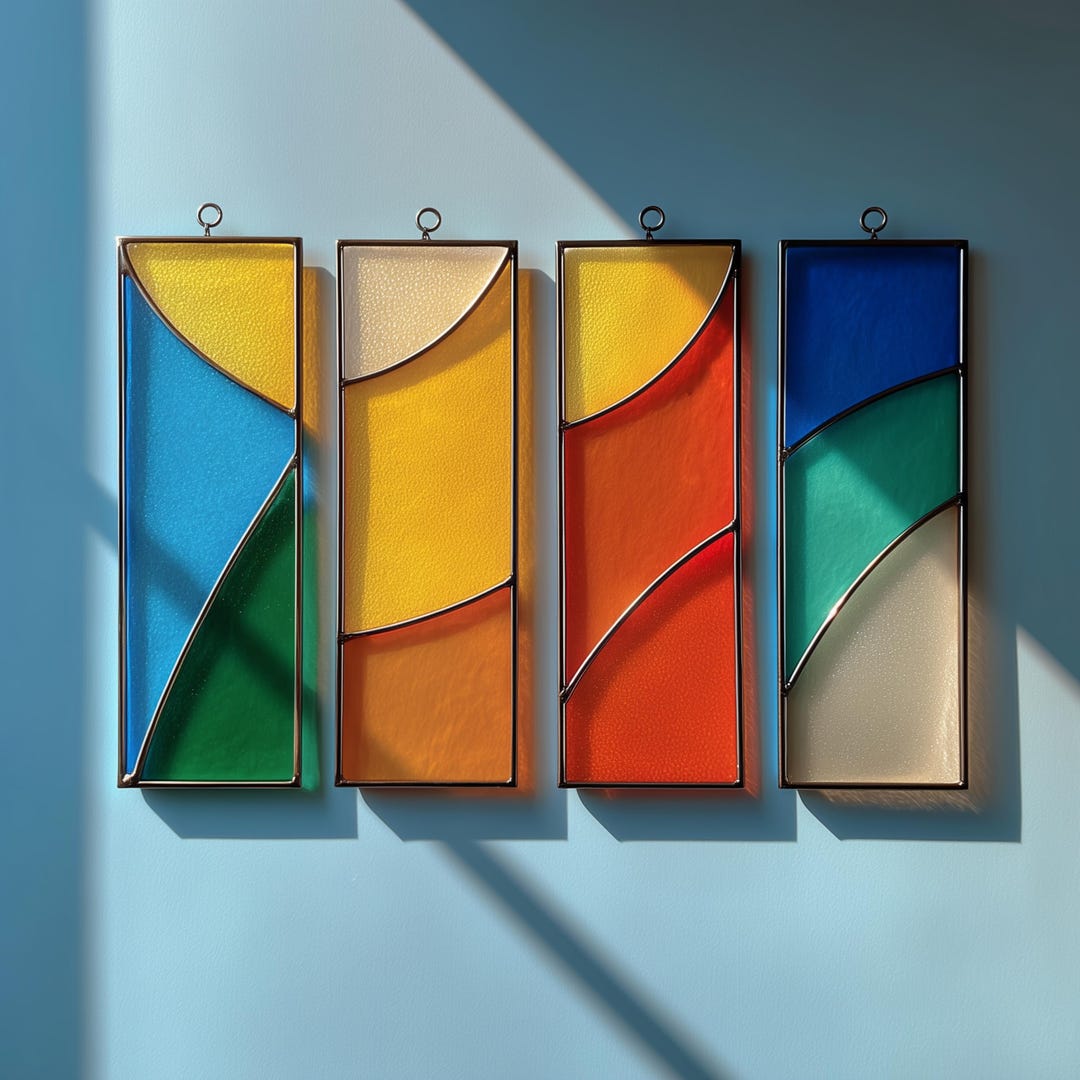 Abstract Stained Glass Pattern: Diy Suncatcher Template (PDF-PNG ...