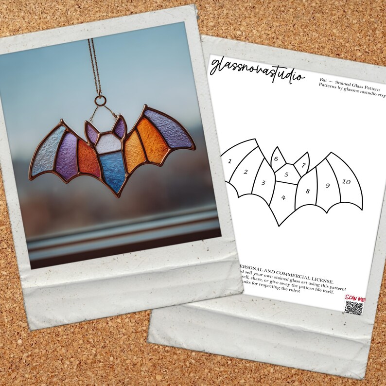 Stained Glass BAT Pattern, Halloween DIY Glass Template - Etsy