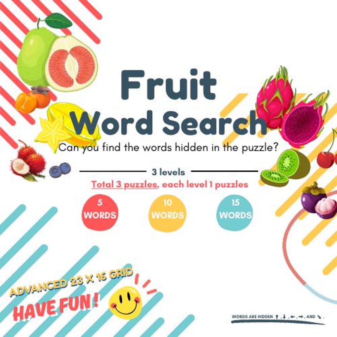 Fruity Fun Word Search: A Juicy Puzzle Adventure (WSB001) Advanced ...