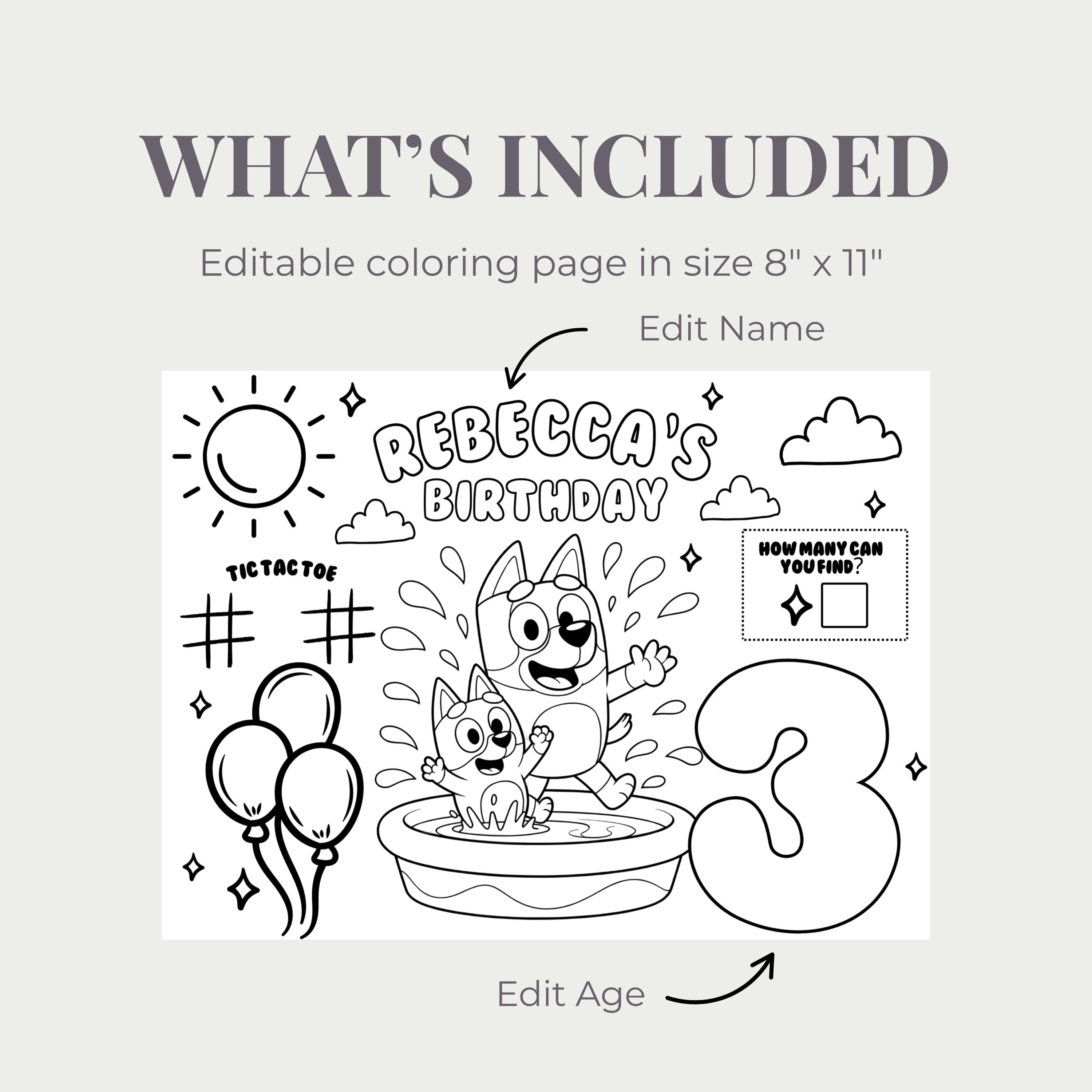 Bluey Birthday Coloring Page, Bluey Birthday Activity Sheet, Bluey ...