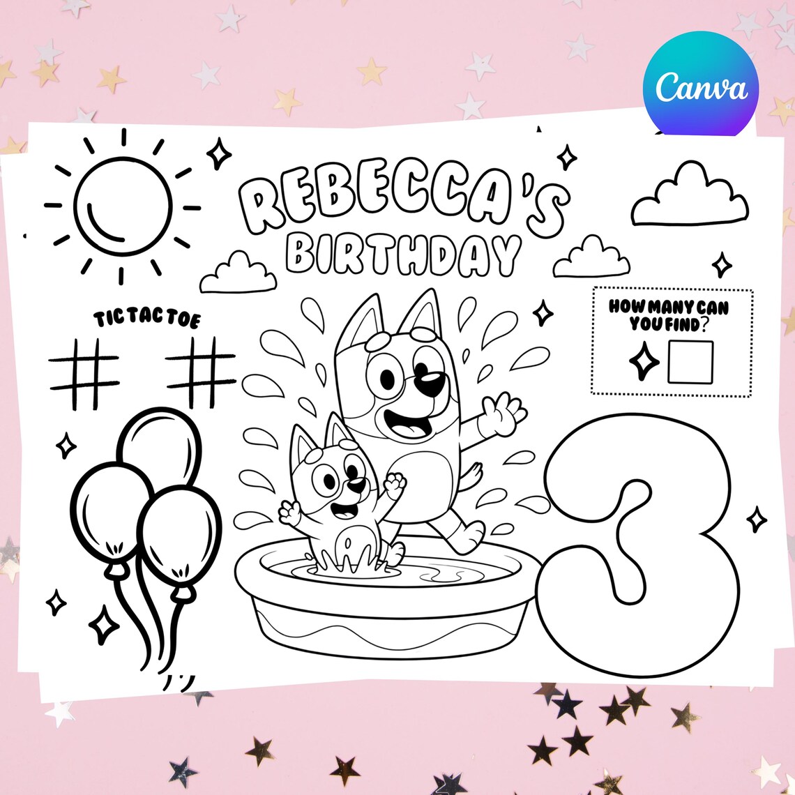 Bluey Birthday Coloring Page, Bluey Birthday Activity Sheet, Bluey ...