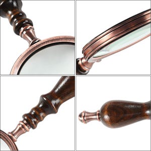 Vintage Style Magnifying Glass: Wooden Handle, Metal Rim, Desk Decor - Etsy