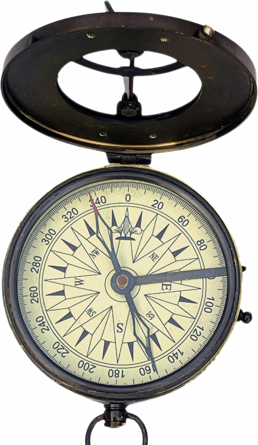 Antique Brass Sundial Compass – Vintage Maritime Navigation Instrument ...