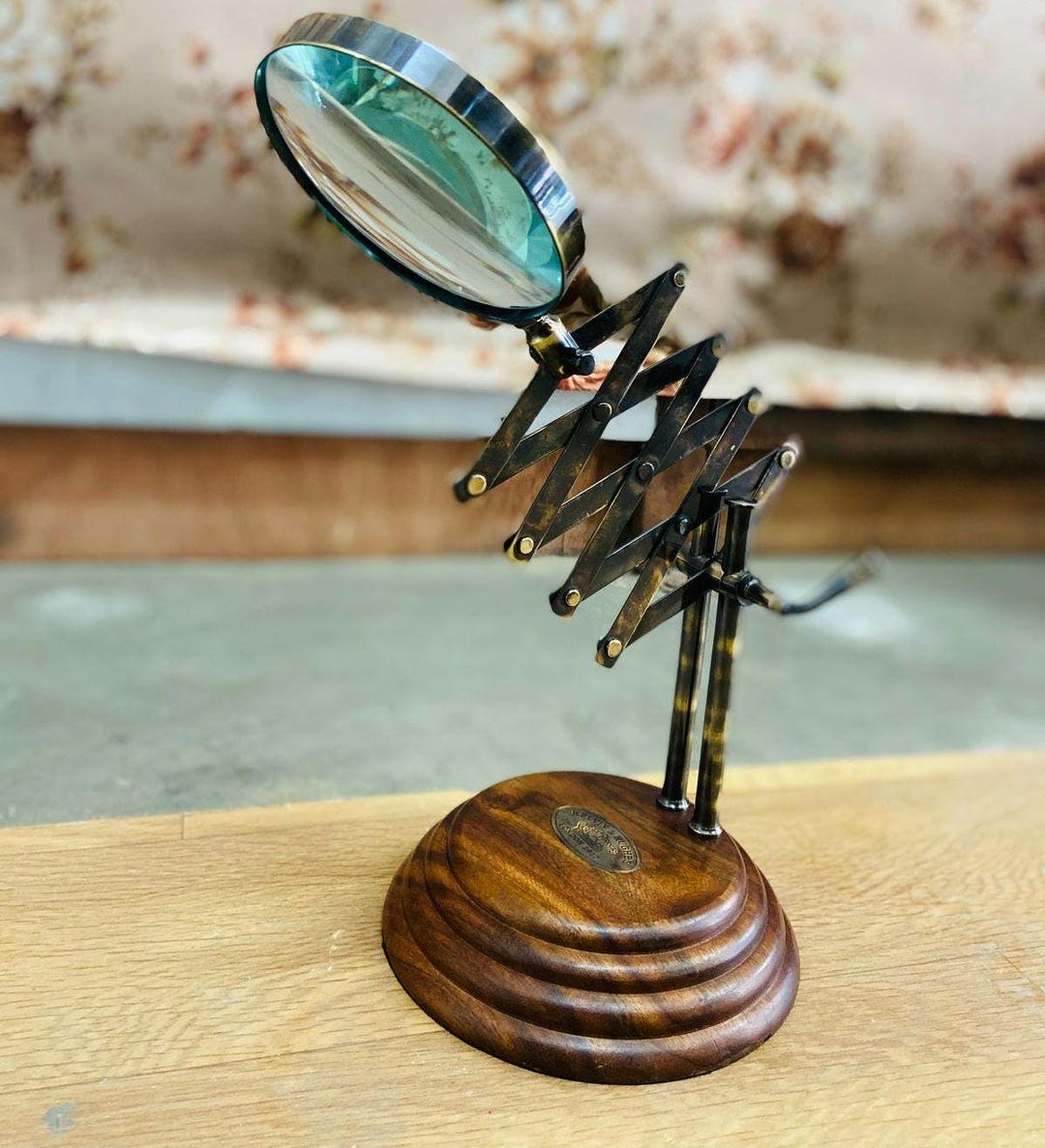 Personalised Antique Brass Magnifying Glass With Adjustable Stand ...