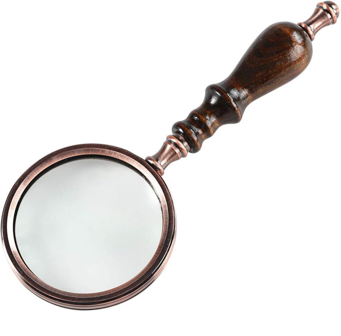 Vintage Style Magnifying Glass: Wooden Handle, Metal Rim, Desk Decor - Etsy