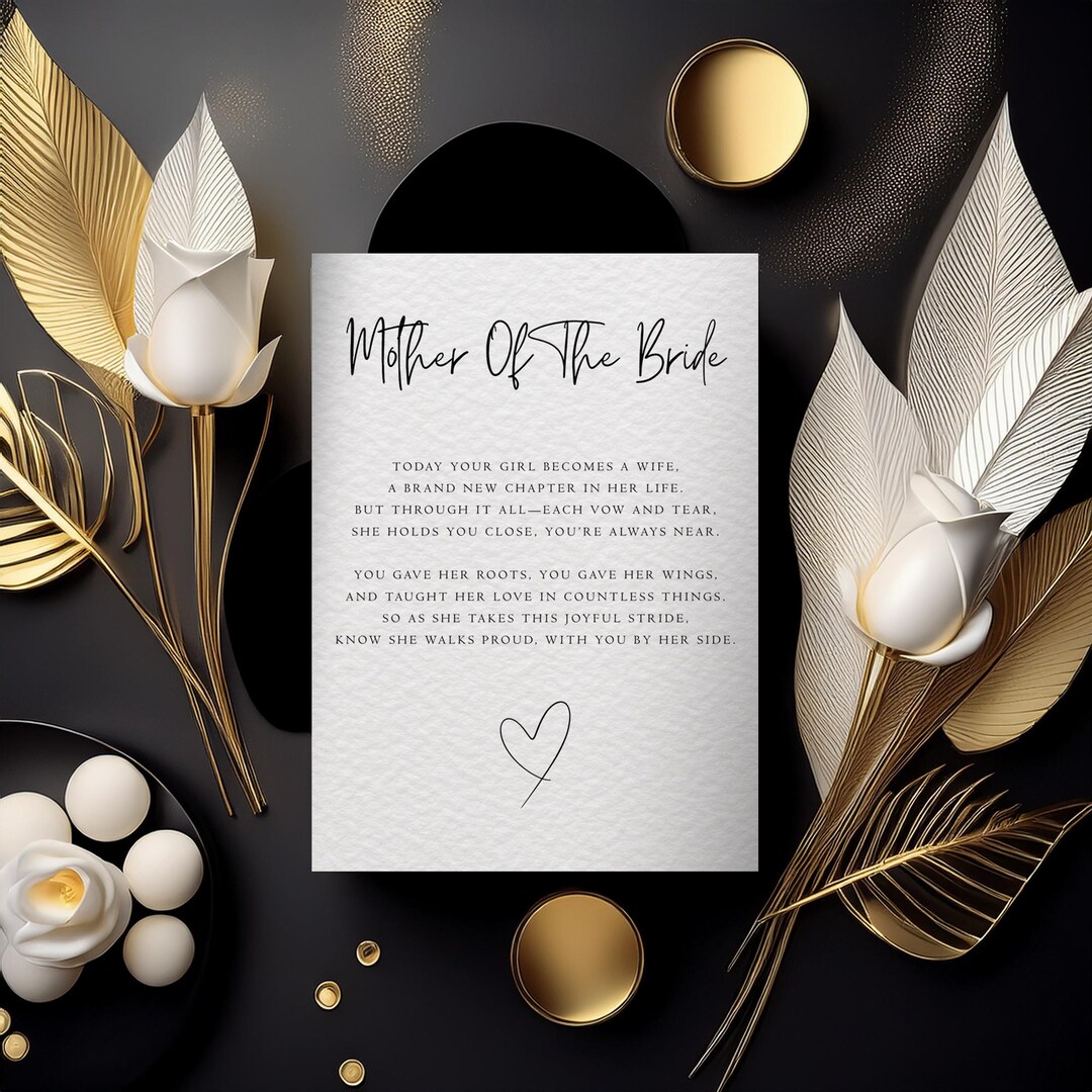 Mother of the Bride Poem Print: Wedding Keepsake Gift, A5 300gsm Card ...