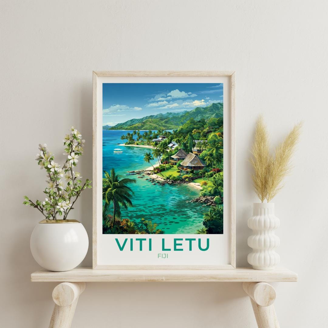Fiji Travel Art Pacific Island Poster Print Wall Decor Gift Fiji ...