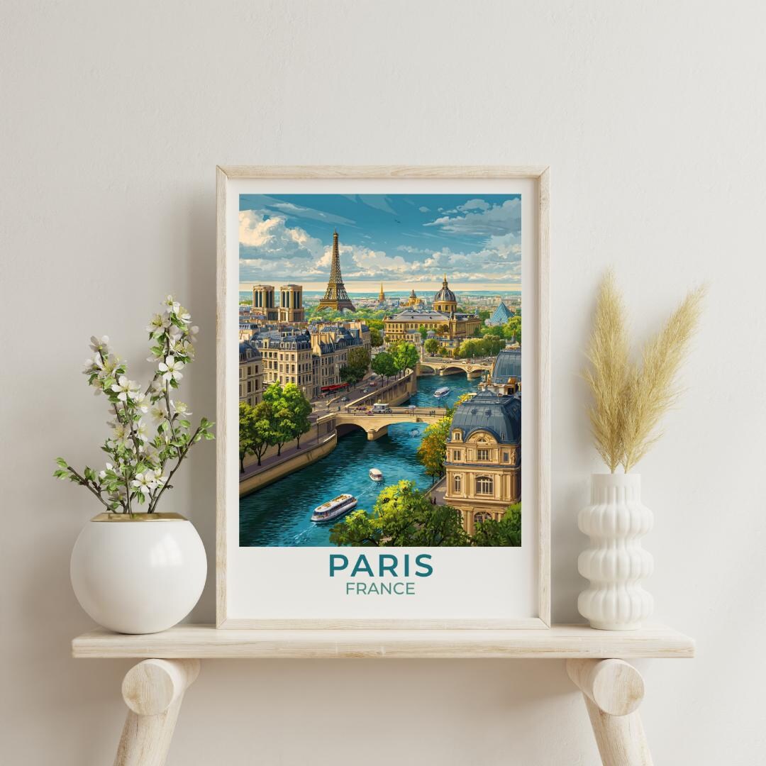 Paris Travel Art France Poster Print Wall Decor Gift for Paris Vintage ...