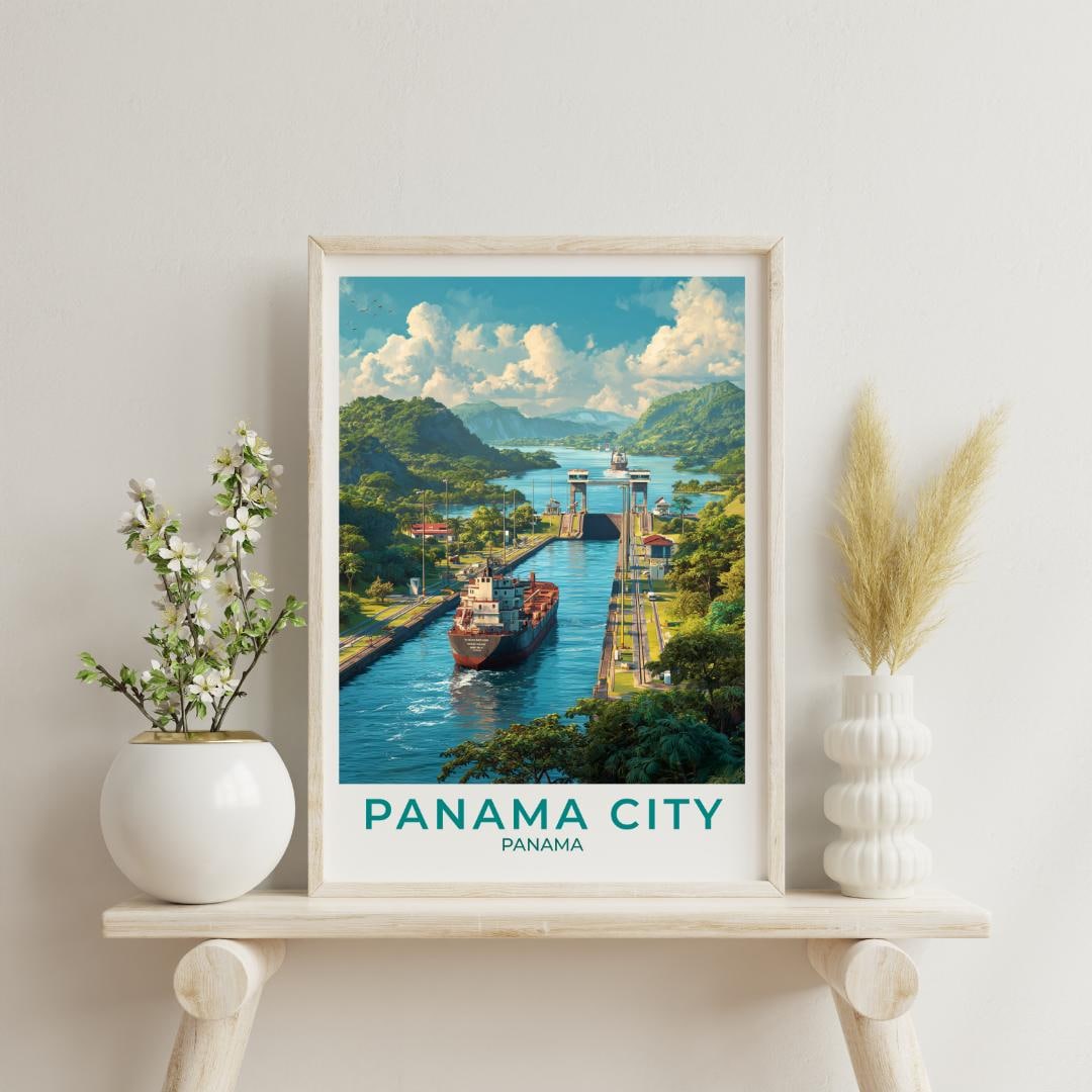 Panama City Travel Art Panama Poster Print Wall Decor Gift Canal ...
