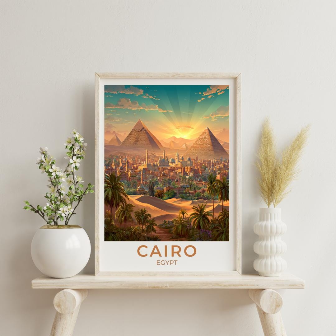 Cairo Travel Art Egypt Poster Print Wall Decor Gift for Egypt Vintage ...