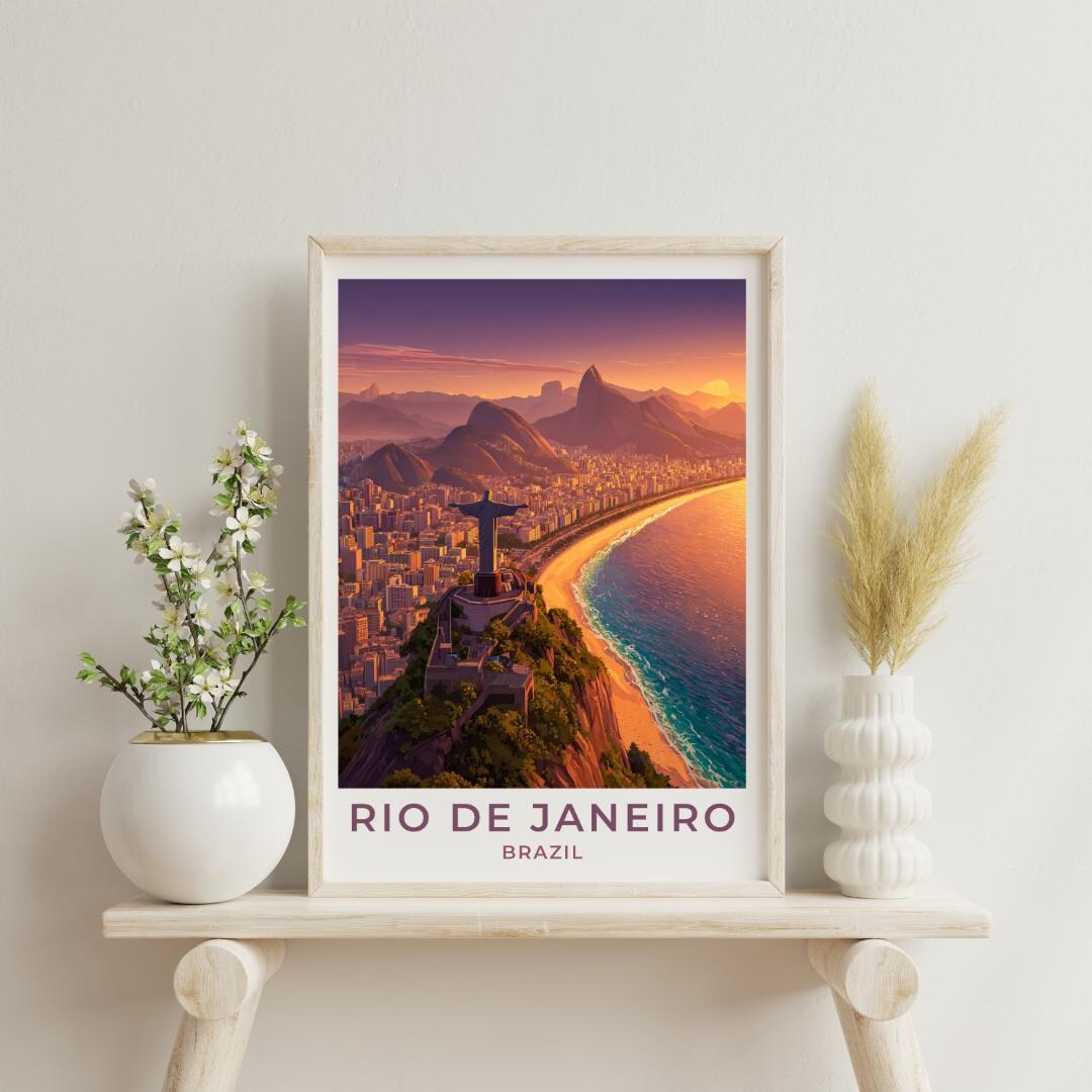Rio De Janeiro Travel Art Brazil Poster Print Wall Decor Gift for Rio ...