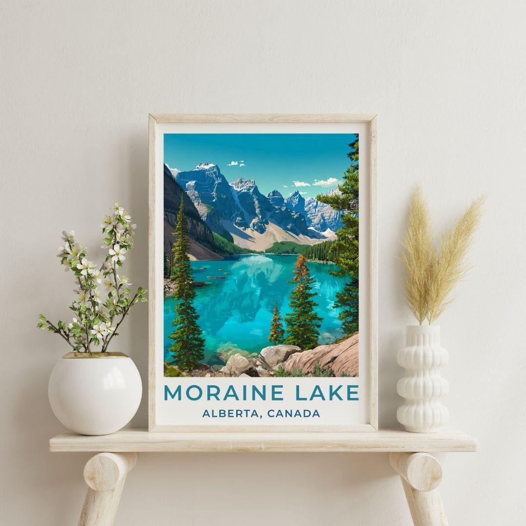 Moraine Lake Travel Art Alberta Poster Wall Decor Gift Canada Vintage ...