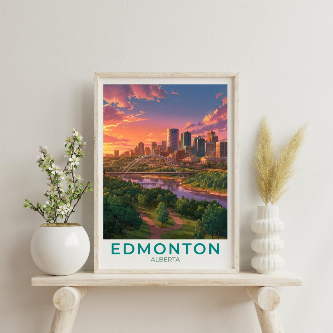Edmonton Travel Art Alberta Poster Print Wall Decor Gift Canada Vintage ...