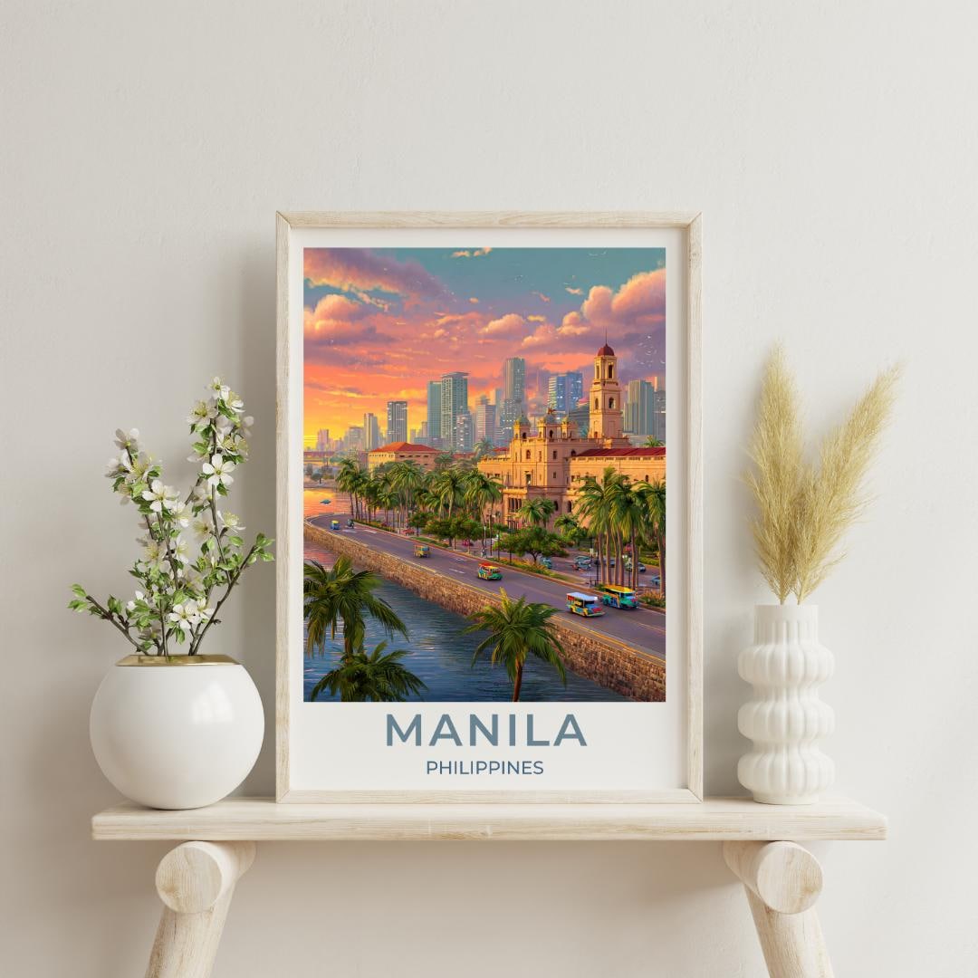 Manila Travel Art Philippines Poster Print Wall Decor Gift Manila ...