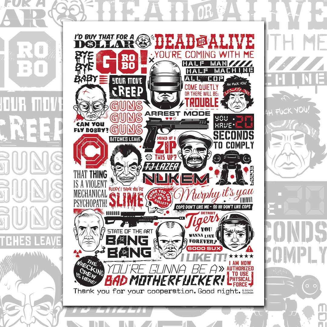 Robocop Quotes Screenprinted Poster. Retro Movie Wall Art. - Etsy UK