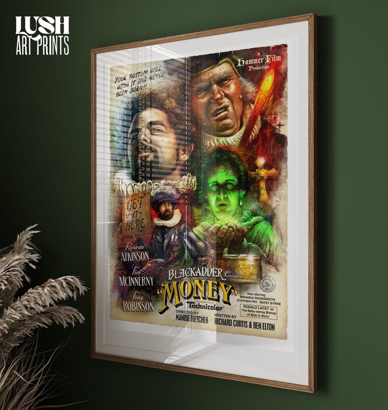 Blackadder 'money' A3 Ltd Edition Signed Film Poster Art Print, Rowan ...