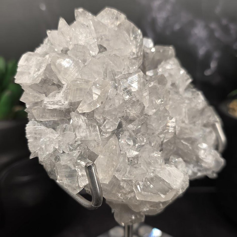 Rare White Fluorite With Calcite on Custom Stand | Blue & Pink UV ...