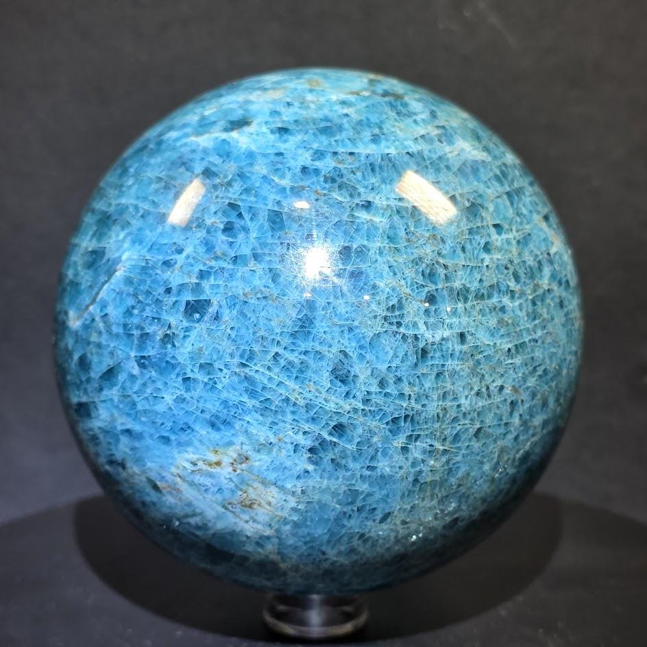 Blue Apatite Sphere 78mm | Deep Ocean Blue Stone | Large Display ...