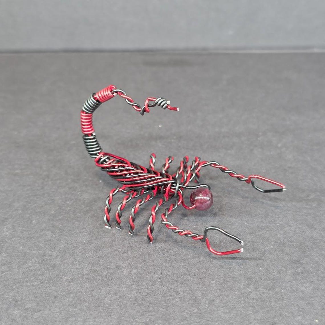 Handcrafted Wire-sculpture Scorpion | Garnet Bead | Crystal Art ...